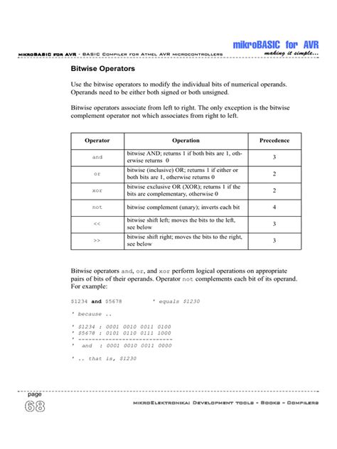 bitwise operators in mikrobasic pdf