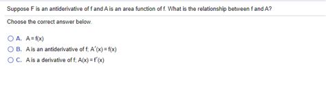 Solved Suppose F Is An Antiderivative Off And A Is An Area