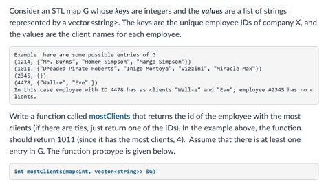 Solved Consider An Stl Map G Whose Keys Are Integers And The