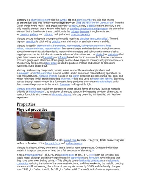 Mercury The Element Notes Pdf Mercury Element Chemistry