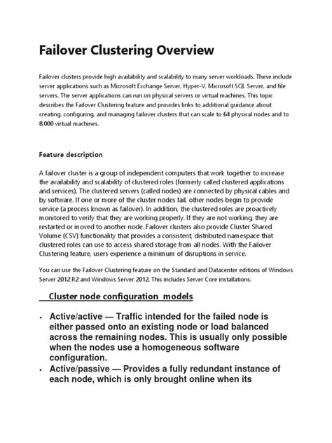 failover clustering overview pdf