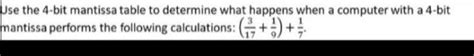 Solved Use The 4 Bit Mantissa Table To Determine What