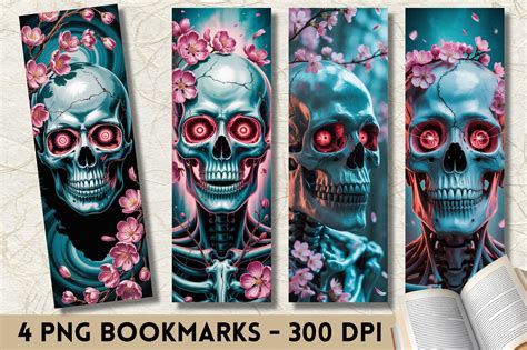 Sakura Skull Emo Gothic Horror Bookmark Graphic By Mimi Prints