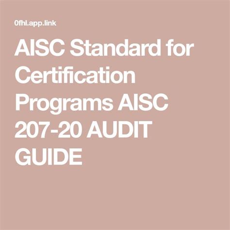 Aisc Standard For Certification Programs Aisc 207 20 Audit Guide Checklist App Audit Certificate