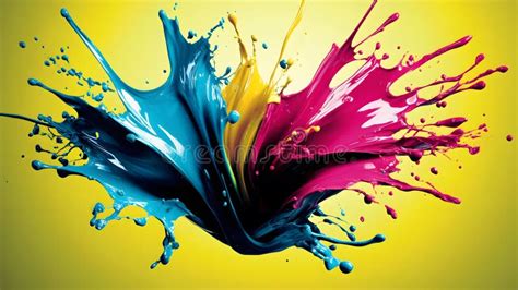 Vibrant CMYK Paint Splash Explosion Abstract Art Royalty Free Image Stock Illustration