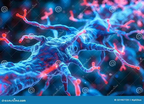 Neural Network Close Up Conceptual 3d Illustration Of Brain Neurons For Medical Research And