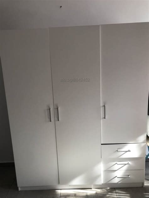 гардероб бял почти нов Гардероб Мебели за дома и офиса Бургас Бял гардероб с 3 крила и