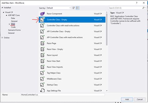 Aspnet Core Add New Items At The Controllers Folder Microsoft Qanda