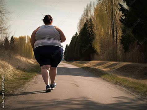 fat woman running generated ai generated ai stock illustration