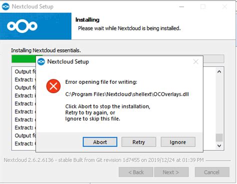 Unable To Upgrade Nextcloud Client On Windows Error Open File For