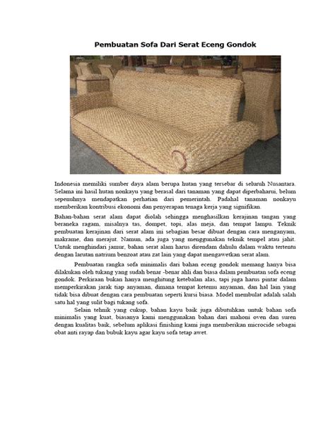 Pembuatan Sofa Dari Serat Eceng Gondok Pdf Griya And Taman Seni