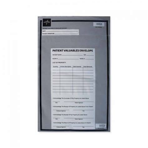 Patient Valuables Envelope 9 1 4 X 14 1 2 Gray Opaque 2 8 Mil 1000 P