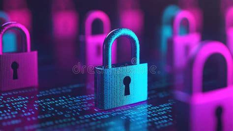 Futuristic Digital Security Padlocks Binary Code Stock Illustration Illustration Of Internet