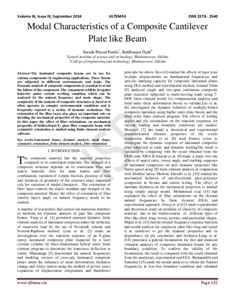 Pdf Modal Characteristics Of A Composite Cantilever Plate Like Beam