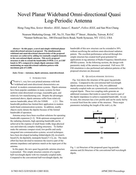 Pdf Novel Planar Wideband Omni Directional Quasi Log Periodic Antenna