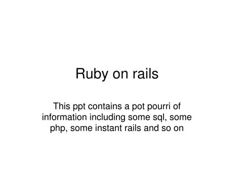 Ppt Ruby On Rails Powerpoint Presentation Free Download Id6785933