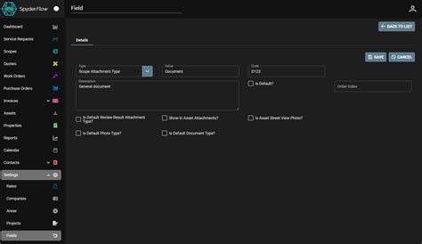 settings fields create new spydertech