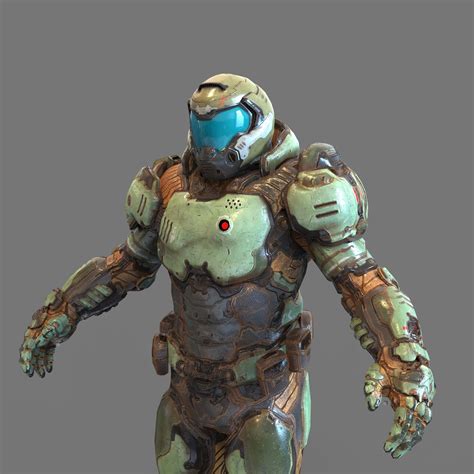 Doom Slayer 2016 Full Body Armor With Helmet And Shotgun 3d Model 3d Printable Cgtrader