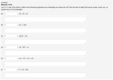 Solved 6 points Exercise 1 5 1 Let 7 ū ū and ū be Chegg com