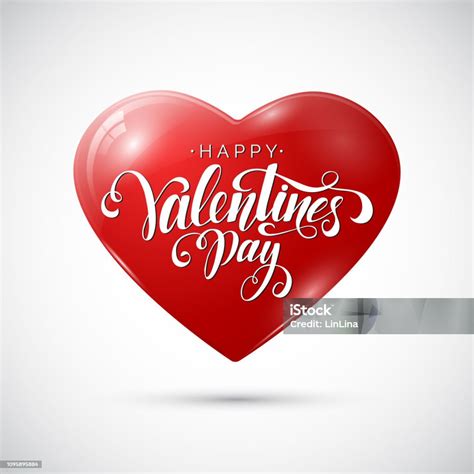 해피 발렌타인 벡터 빨간 헬륨 풍선 흰색 절연 레터링 발렌타인 카드 템플릿입니다 3d 현실 광택 벌 룬 2월에 대한 스톡 벡터 아트 및 기타 이미지 Istock