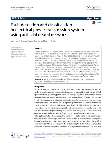 pdf fault detection and classification in electrical power