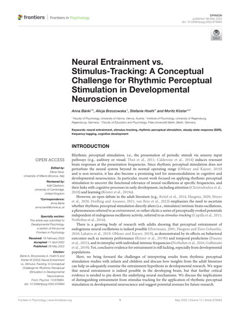 Pdf Neural Entrainment Vs Stimulus Tracking A Conceptual Challenge For Rhythmic Perceptual
