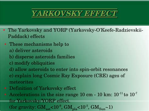 Pdf Yarkovsky Effect