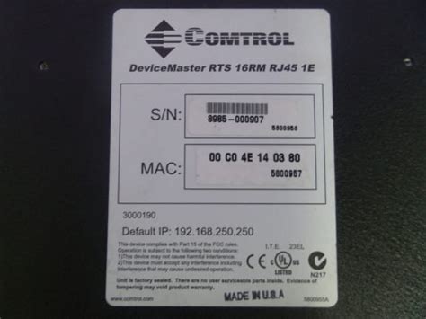 Comtrol 5800957 Devicemaster Rts Rj45 16rm 1e Used Grandbird