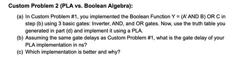 Solved Custom Problem 2 Pla Vs Boolean Algebra A In