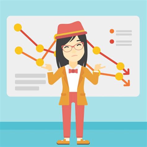 Premium Vector Woman With Decreasing Chart