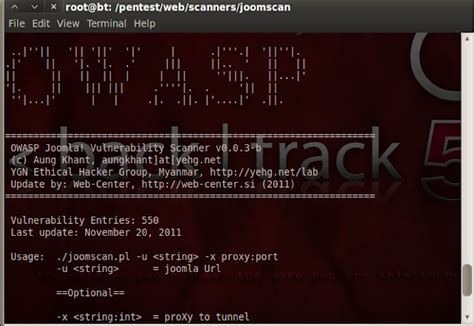Joomscan 4 4 2012 Security Scanner 623 Vulnerabilities Added