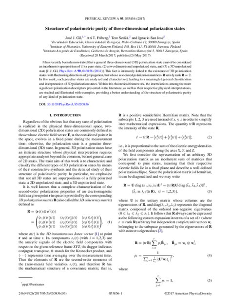 Pdf Structure Of Polarimetric Purity Of Three Dimensional