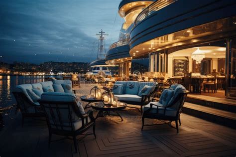 Luxury Eatery Near Beautiful Lake Dinner Concept Stock Illustration