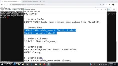 Cara Guna MySQL Console Di PythonAnywhere YouTube