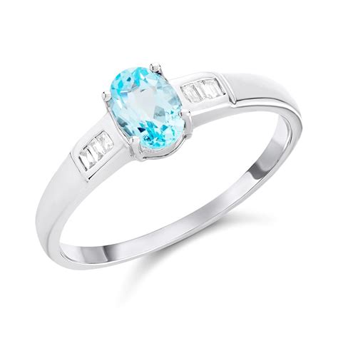 9ct White Gold Oval Blue Topaz And Diamond Ring D63200 Fhinds