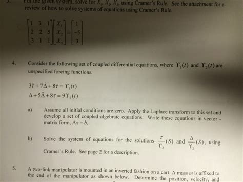 Solved Consider The Following Set Of Coupled Differential