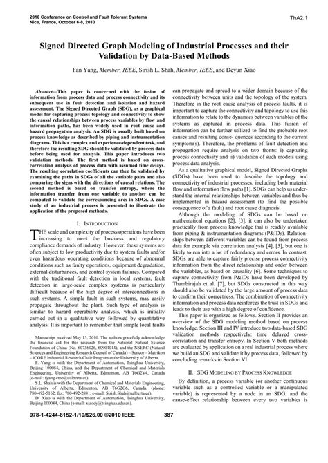 Pdf Signed Directed Graph Modeling Of Industrial Processes And Their Validation By Data Based