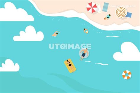 일러스트 여름 바다 03 C190620b 유자디자인 일러스트 여행 사람 배경 여름 여름일러스트 계절 시즌 이벤트 배너 백그라운드 벡터 여름배경