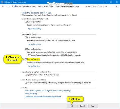 Turn On Or Off Filter Keys In Windows 10 Tutorials