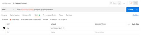 read a parquet file to a json file and load in your iris repository