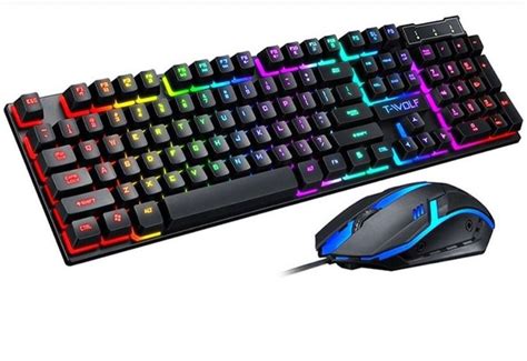Rainbow Backlit Game Keyboard And Mouse Set Computers Tech Parts Accessories Computer