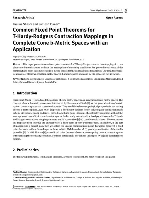 Pdf Common Fixed Point Theorems For T Hardy Rodgers Contraction