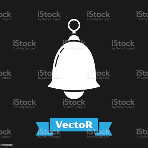 검은 색 배경에 격리 된 흰색 울리는 벨 아이콘입니다 알람 기호 서비스 벨 핸드 벨 기호 알림 기호입니다 벡터 일러스트레이션 기민에 대한 스톡 벡터 아트 및 기타 이미지