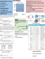 CS161 Final Cheat Sheet Cache Cycle Time Ofmisses MissStallTime Total OfInstructions