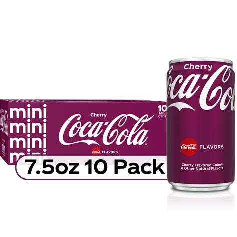 Coca Cola Cherry Mini Soda Pop Soft Drink 75 Fl Oz 10 Pack Cans