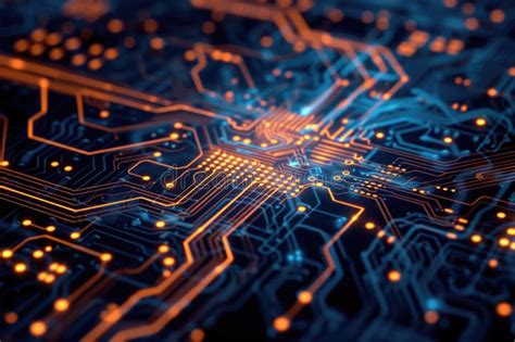 Circuit Board With Illuminated Pathways Stock Illustration Illustration Of Processor