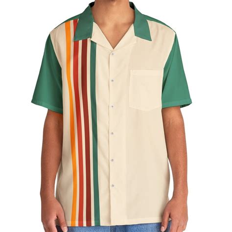 Retro Vintage Inspired Mens Bowling Shirt 1950s Style Hawaiian Shirt