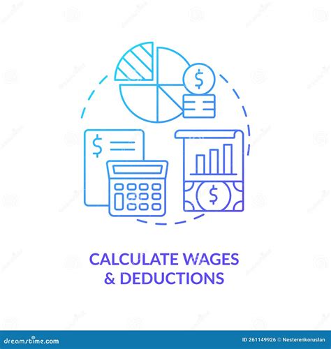 Calculate Wages And Deductions Blue Gradient Concept Icon Stock Vector