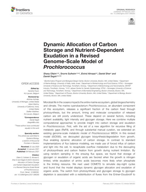 Pdf Dynamic Allocation Of Carbon Storage And Nutrient Dependent Exudation In A Revised Genome