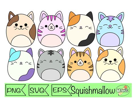 Squishamallow Cat Svg Cat Smooshy Svg File Cute Printable Cat Squishmallow Clipart Digital
